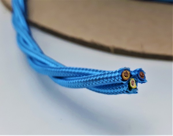 Blue 3 core vintage style electric cable