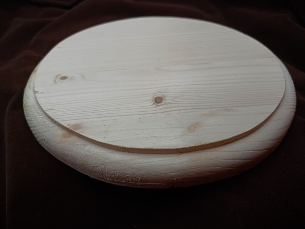 Large round softwood pattress manufactured from pine
