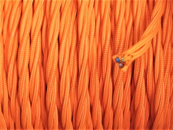 ORANGE 3 CORE 0.75MM ELECTRICAL CABLE BRAIDED AND TWISTED