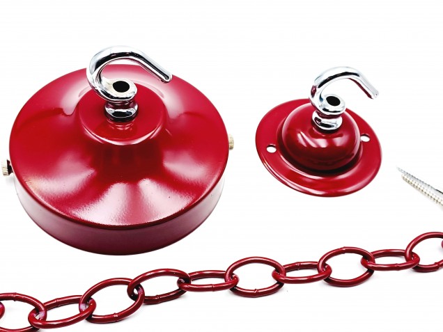 Burgundy and chrome ceiling rose hook large or small with optional chain