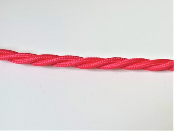 Red Braided silk flex lighting cable in poppy red 3 core, 0.50mm