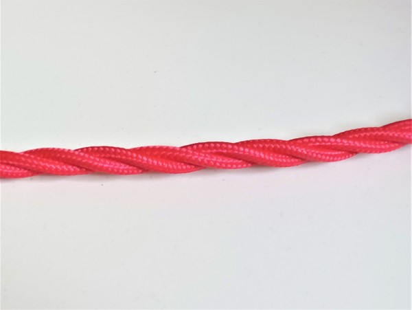 Red Braided silk flex lighting cable in poppy red 3 core, 0.50mm