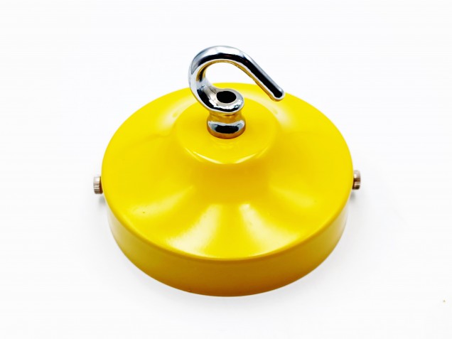 Yellow and chrome ceiling rose hook large or small with optional chain